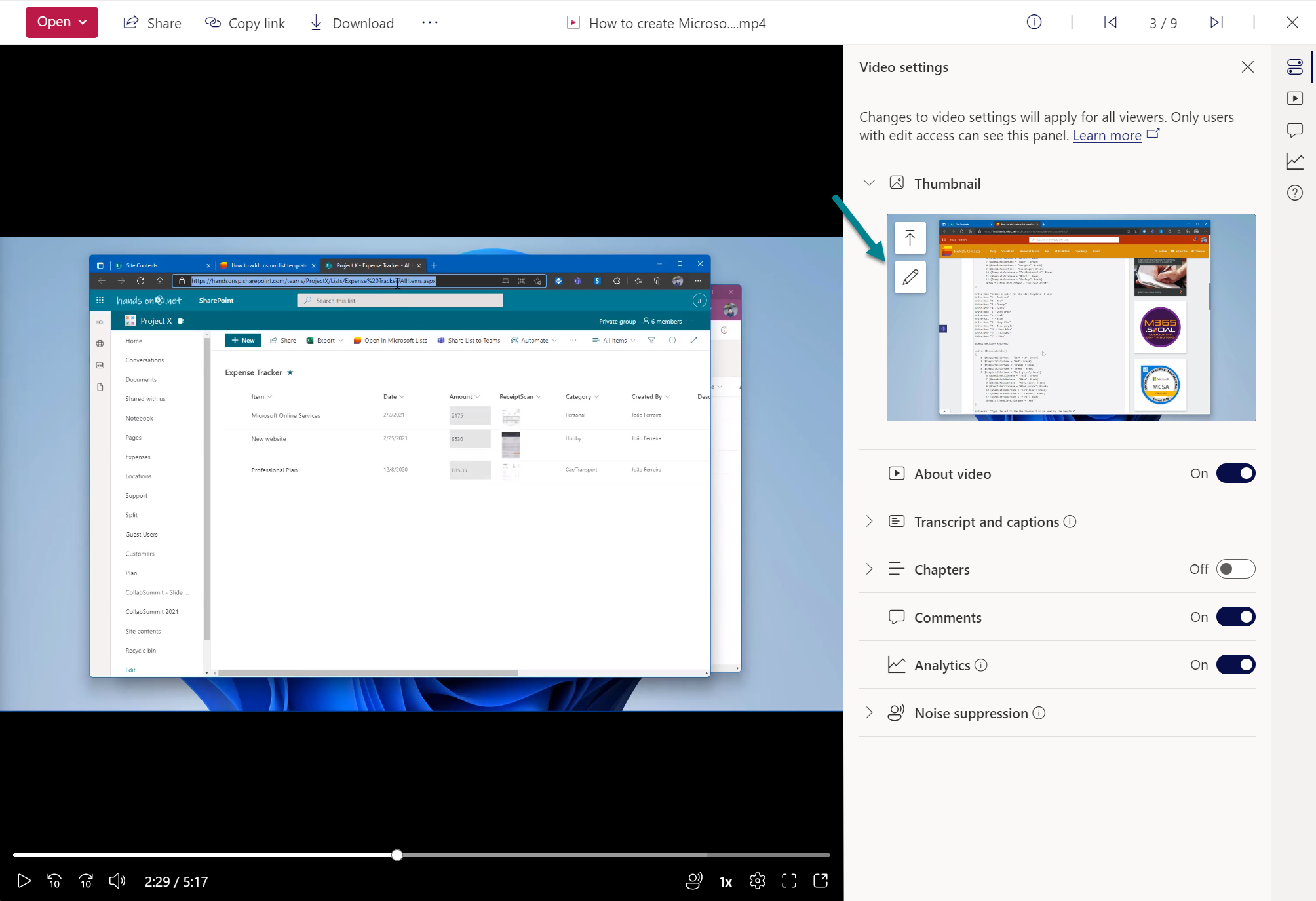 Transform Stream videos on SharePoint with custom thumbnails - HANDS ON ...